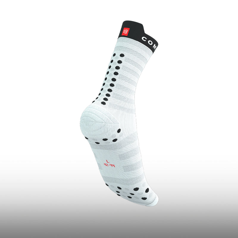Compressport Pro Racing Socks v4.0 Ultralight Run High White Fluo Red